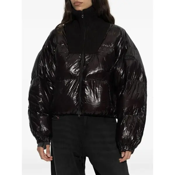 DIESEL® High Neck Glossy Finish Puffer Jacket - Black