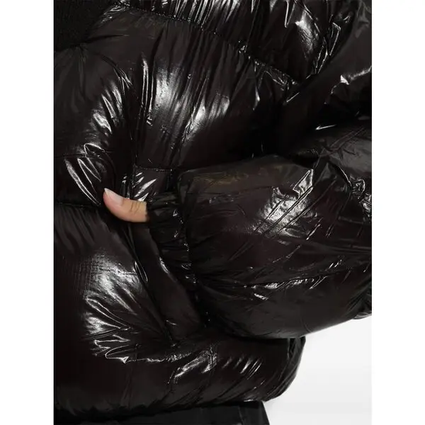DIESEL® High Neck Glossy Finish Puffer Jacket - Black