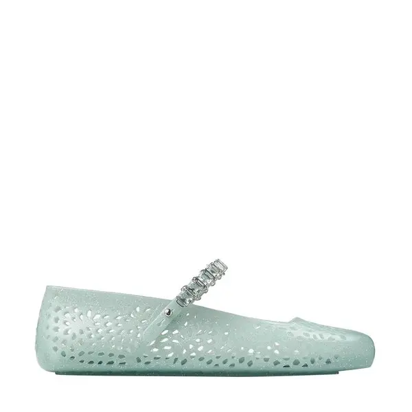 JIMMY CHOO Crystal Embellished Jelly Flats - Green
