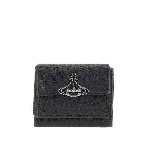 VIVIENNE WESTWOOD Saffiano Leather Small Wallet - Black