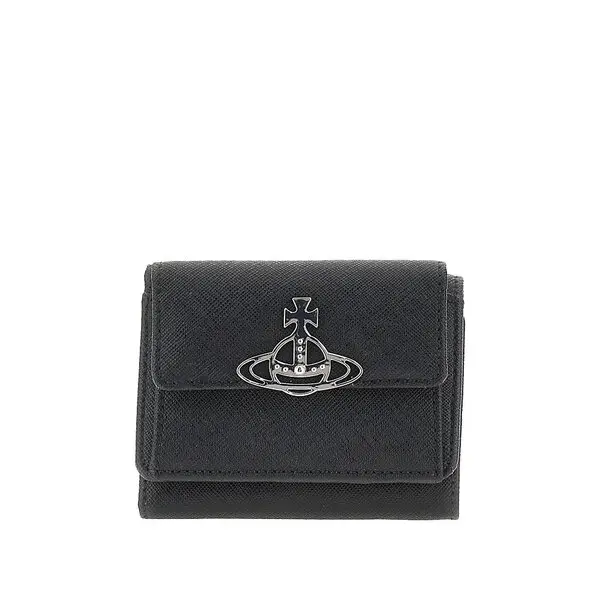 VIVIENNE WESTWOOD Saffiano Leather Small Wallet - Black