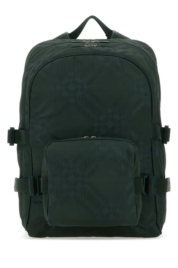 Burberry Nylon Blend Check Backpack - Green
