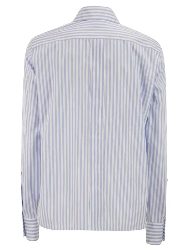 Max Mara Mxmaccenni Striped Poplin Shirt - Blue