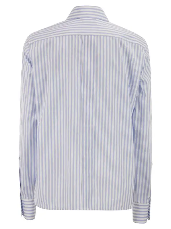 Max Mara Striped Poplin Shirt - Blue