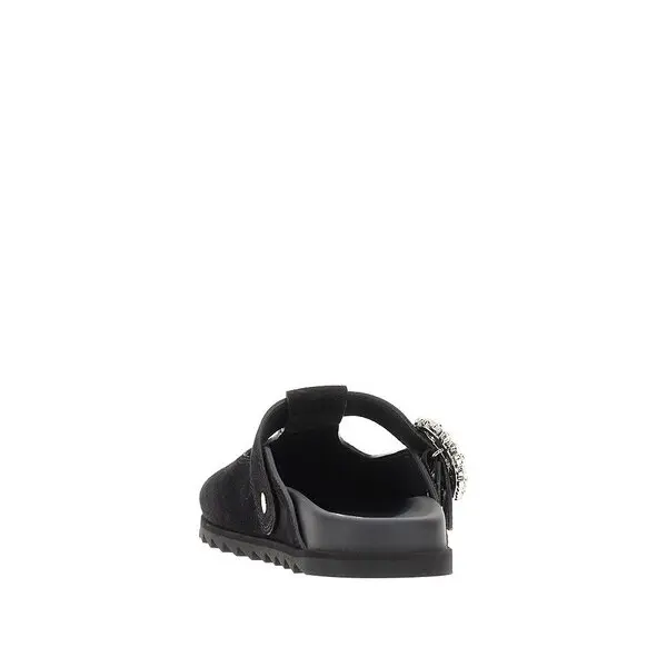 ROGER VIVIER Suede Leather Slidy Viv Mules - Black