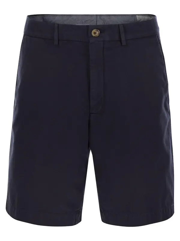 Brunello Cucinelli Cotton Gabardine Bermuda Shorts - Blue