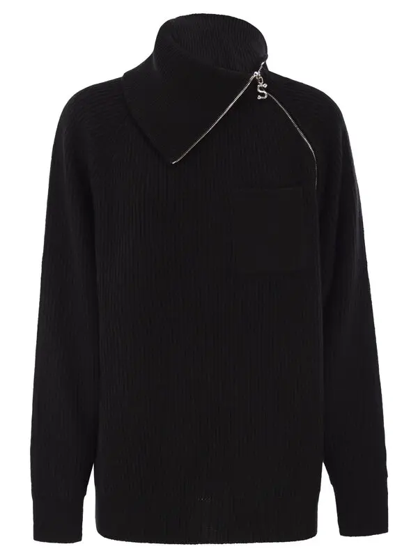 Sportmax Salpa Cashmere-blend Sweater With Zip - Black