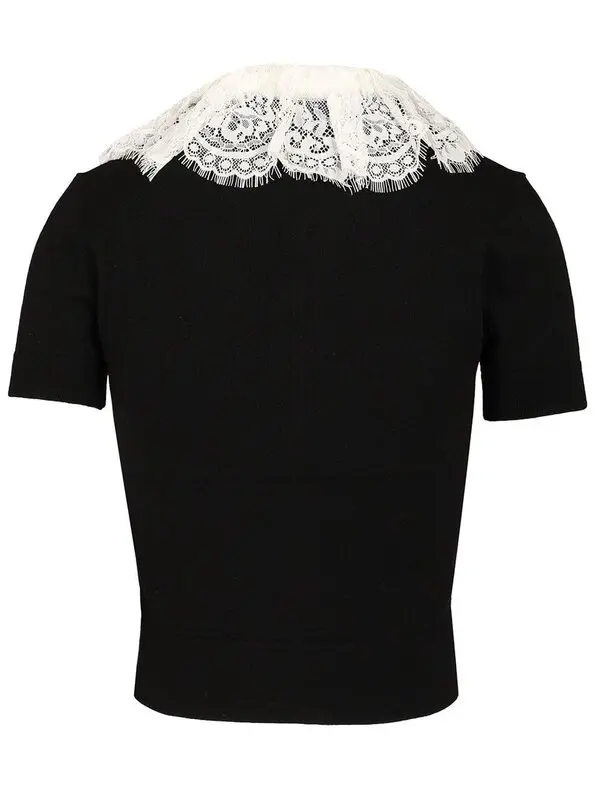 SELF-PORTRAIT Knitted Top - Black