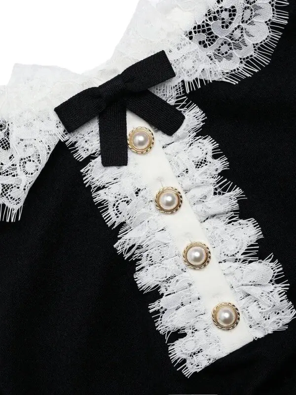 SELF-PORTRAIT Knitted Top - Black