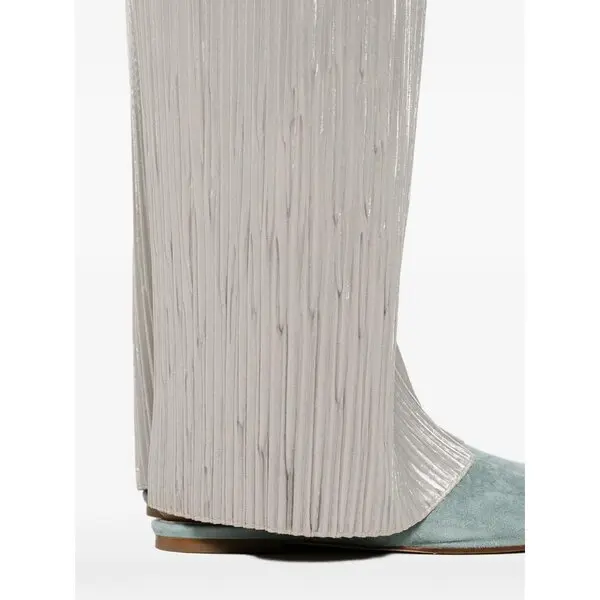 FORTE_FORTE Metallic Plissé Palazzo Pants - Gray