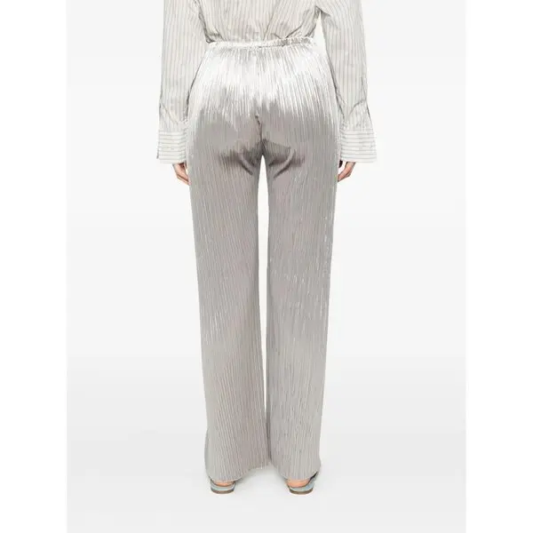 FORTE_FORTE Metallic Plissé Palazzo Pants - Gray