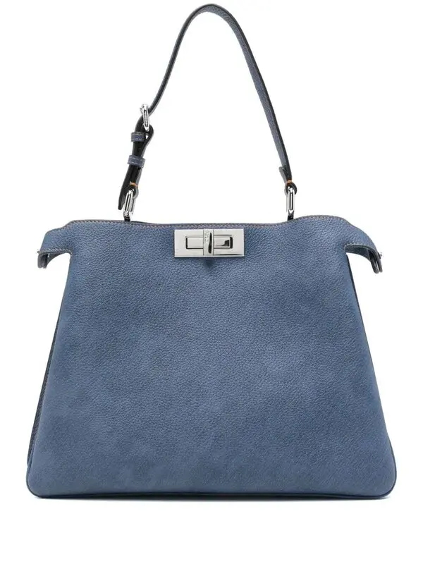 Fendi Calf Leather Peekaboo Soft Bag - Blue