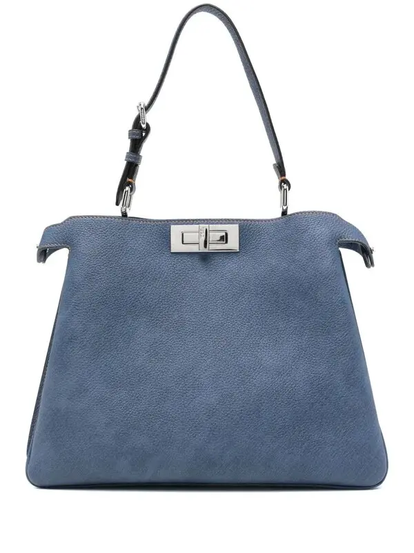 Fendi Calf Leather Peekaboo Soft Bag - Blue