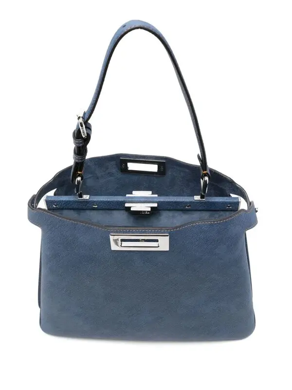 Fendi Calf Leather Peekaboo Soft Bag - Blue