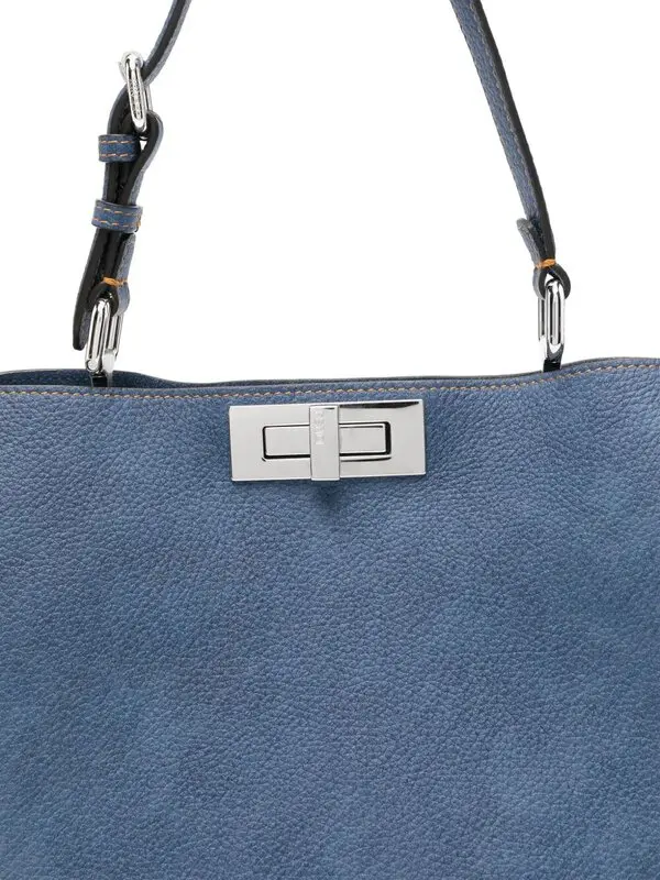 Fendi Calf Leather Peekaboo Soft Bag - Blue