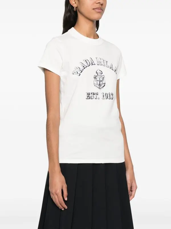 Prada Logo Print Jersey T-shirt - White