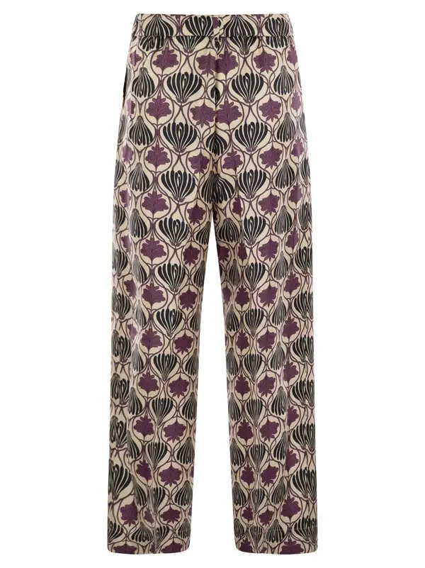 Max Mara Timec Printed Silk Fluid Trousers