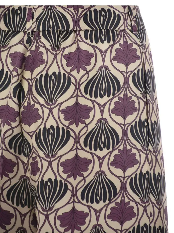 Max Mara Timec Printed Silk Fluid Trousers