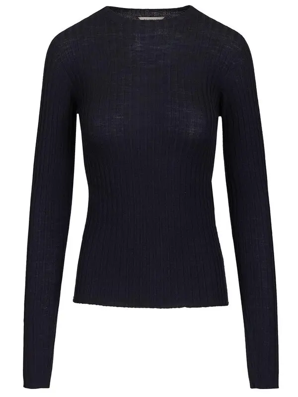 Balenciaga Ribbed Knit Sweater - Blue