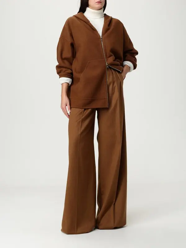 Max Mara Wool Blend Zip Up Sweater - Brown