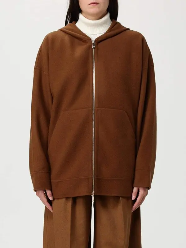 Max Mara Wool Blend Zip Up Sweater - Brown