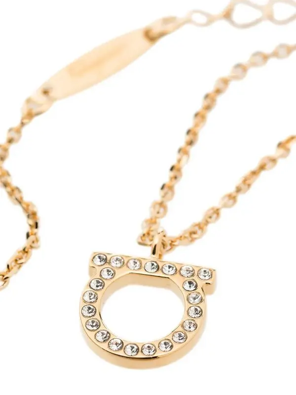FERRAGAMO Gancini Crystals Necklace L