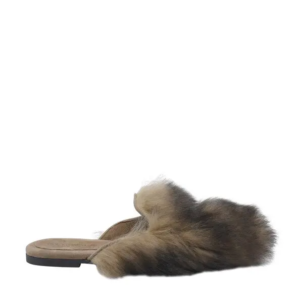 Dolce & Gabbana Logo Shearling And Suede Slippers - Brown