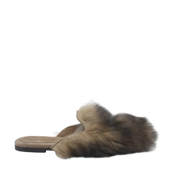 Dolce & Gabbana Shearling And Suede Slippers - Brown