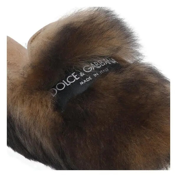 Dolce & Gabbana Shearling And Suede Slippers - Brown