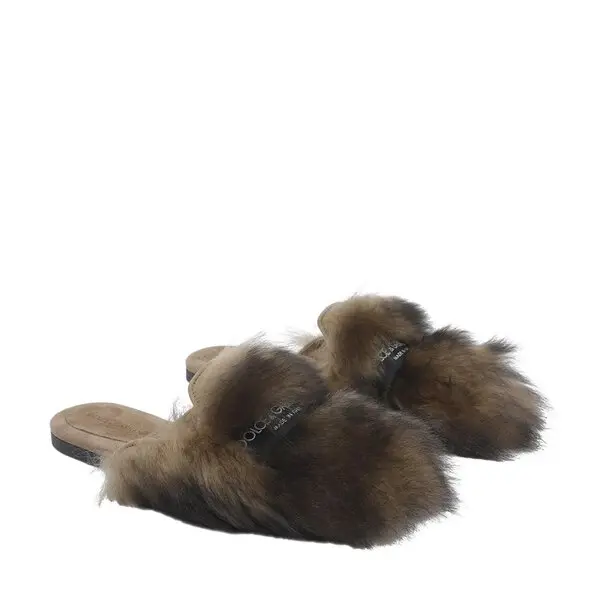 Dolce & Gabbana Shearling And Suede Slippers - Brown
