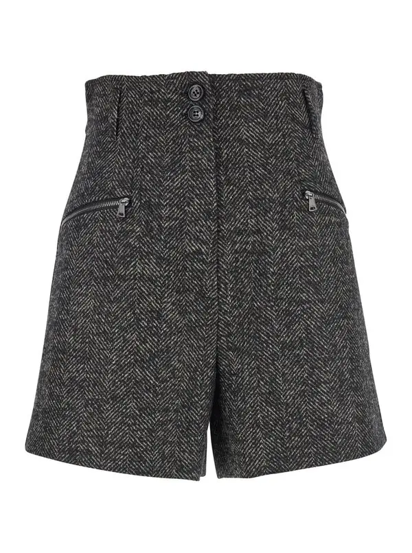 Max Mara Brown Shorts With Belt Loops And Button Closure In Virgin Wool Blend - Multicolor