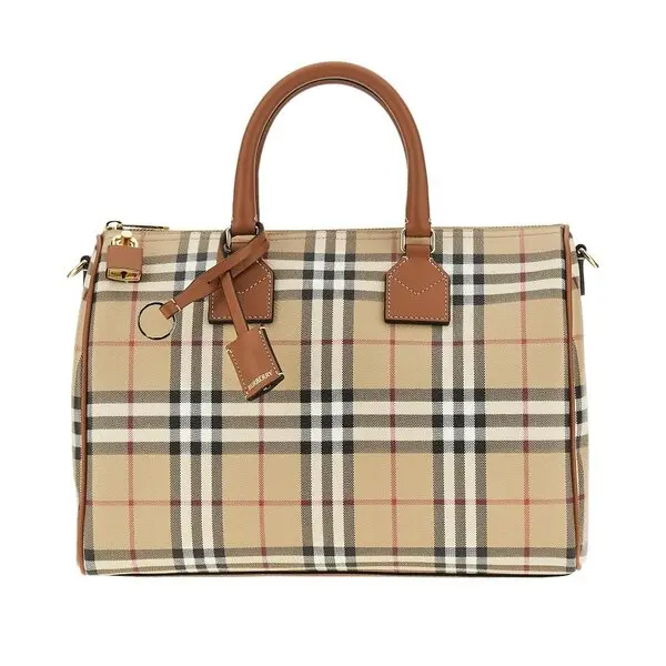 Burberry Check Bowling Bag - Cream
