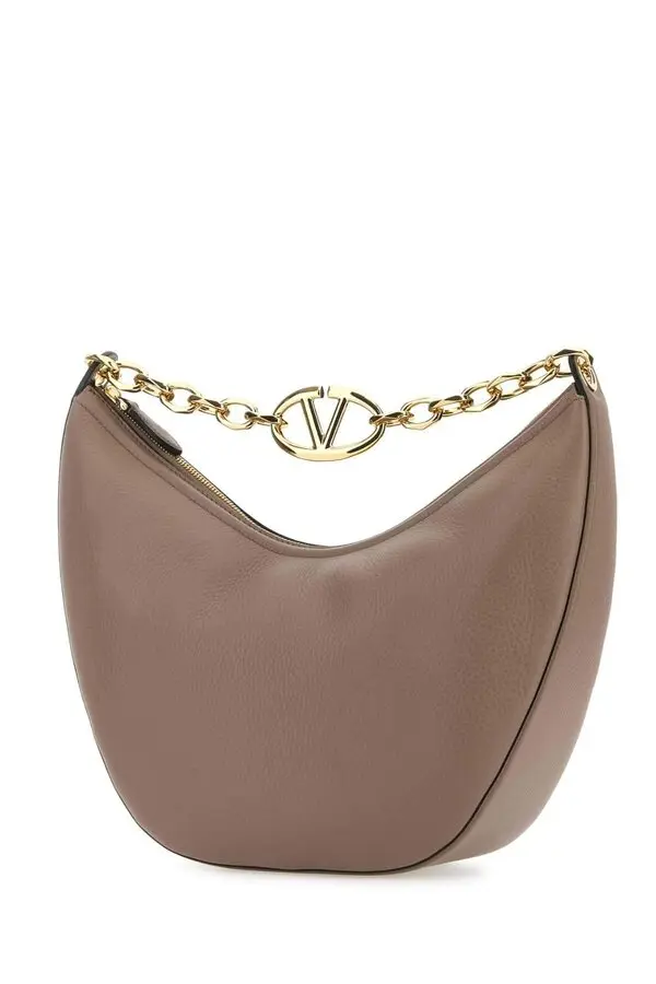 Valentino Garavani Antiqued Leather Medium Hobo Vlogo Moon Shoulder Bag - Pink