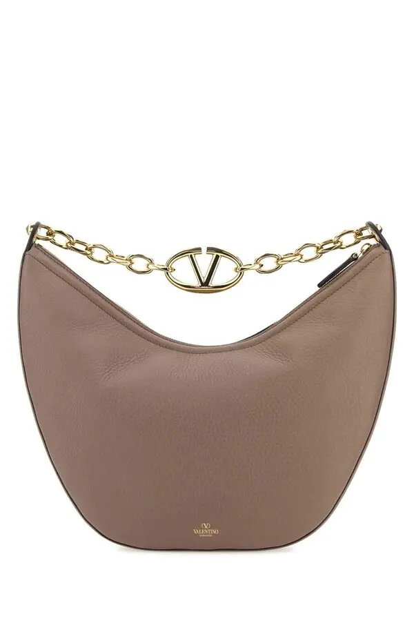 Valentino Garavani Antiqued Leather Medium Hobo Vlogo Moon Shoulder Bag - Pink