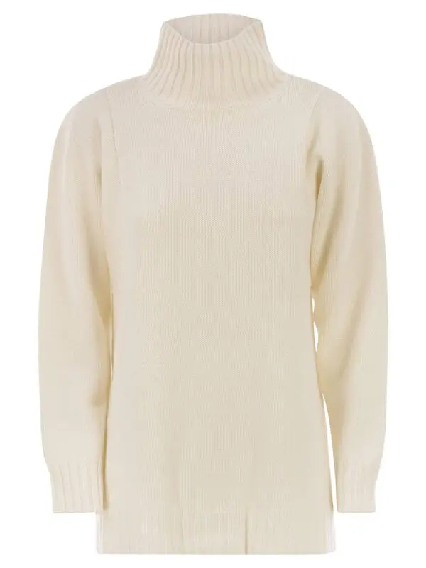 Max Mara Aceti Oversized Cashmere Turtleneck - White