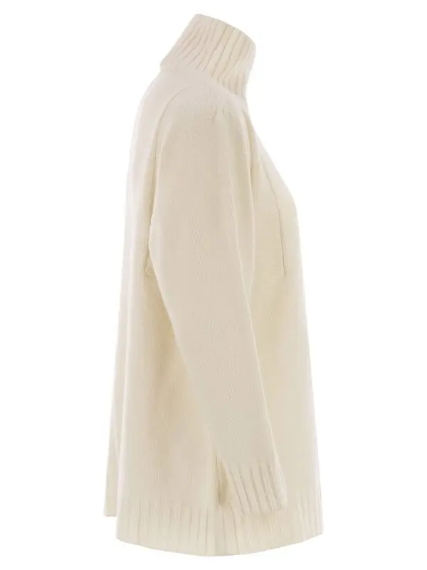 Max Mara Aceti Oversized Cashmere Turtleneck - White