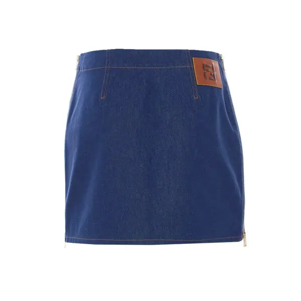 Fendi Ff Motif Denim Skirt