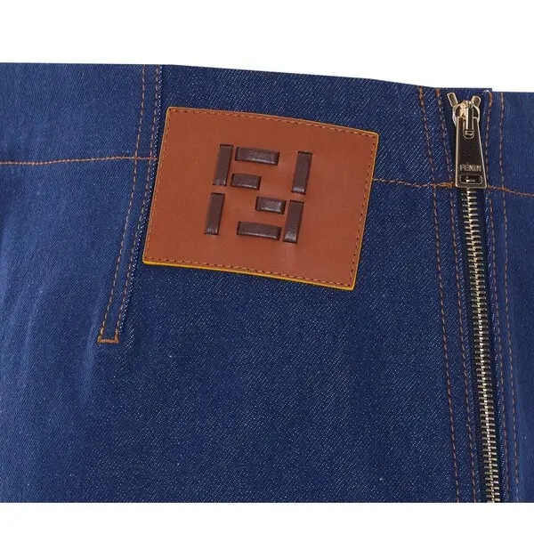 Fendi Ff Motif Denim Skirt