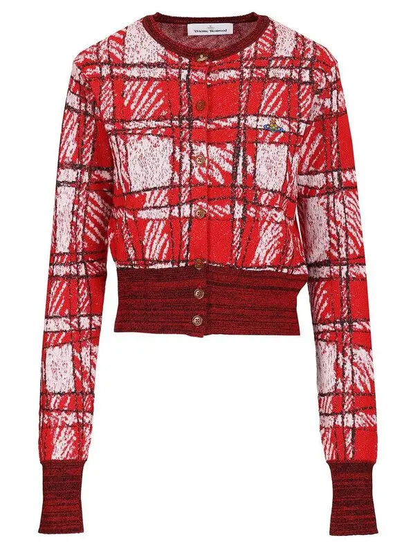 VIVIENNE WESTWOOD Scribble Check Wool-blend Cardigan