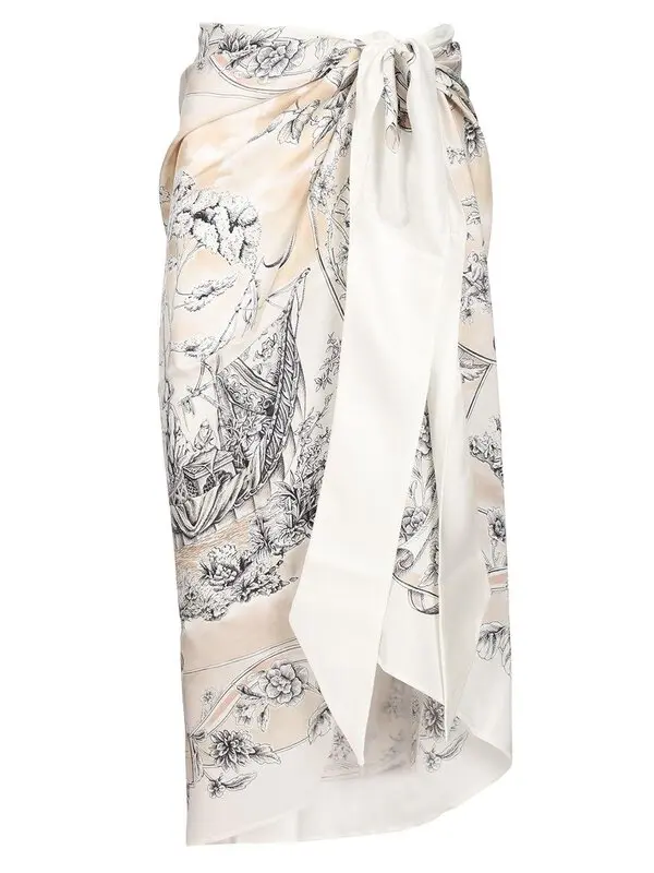 FERRAGAMO Pareo With Travel Print - Cream