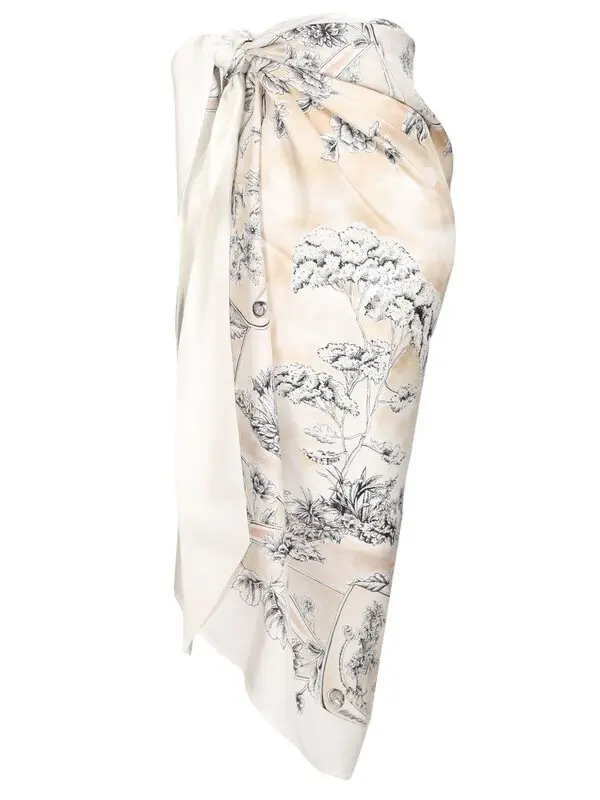FERRAGAMO Pareo With Travel Print - Cream
