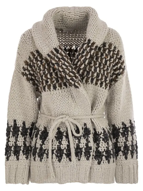 Brunello Cucinelli Handmade Opera Cardigan With Belt - Cream