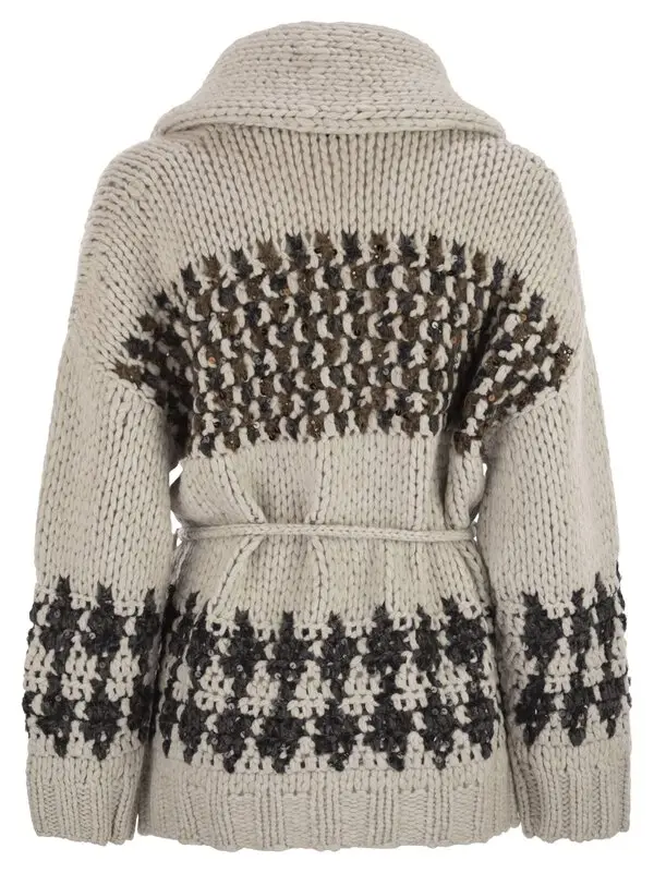 Brunello Cucinelli Handmade Opera Prince Of Wales Cardigan - Cream