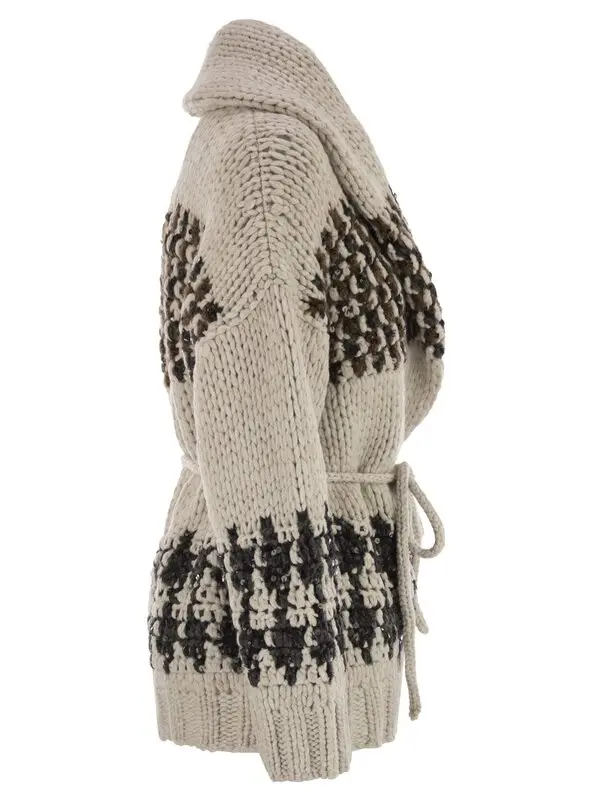 Brunello Cucinelli Handmade Opera Prince Of Wales Cardigan - Cream