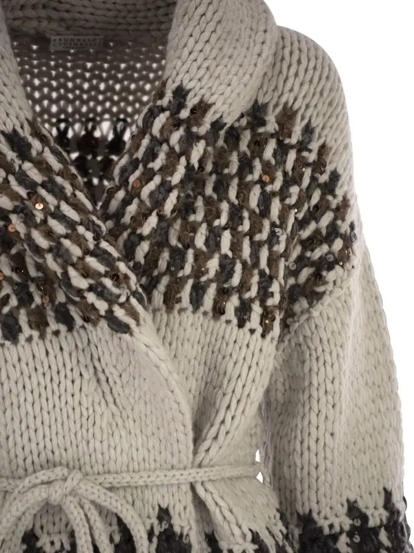 Brunello Cucinelli Handmade Opera Prince Of Wales Cardigan - Cream