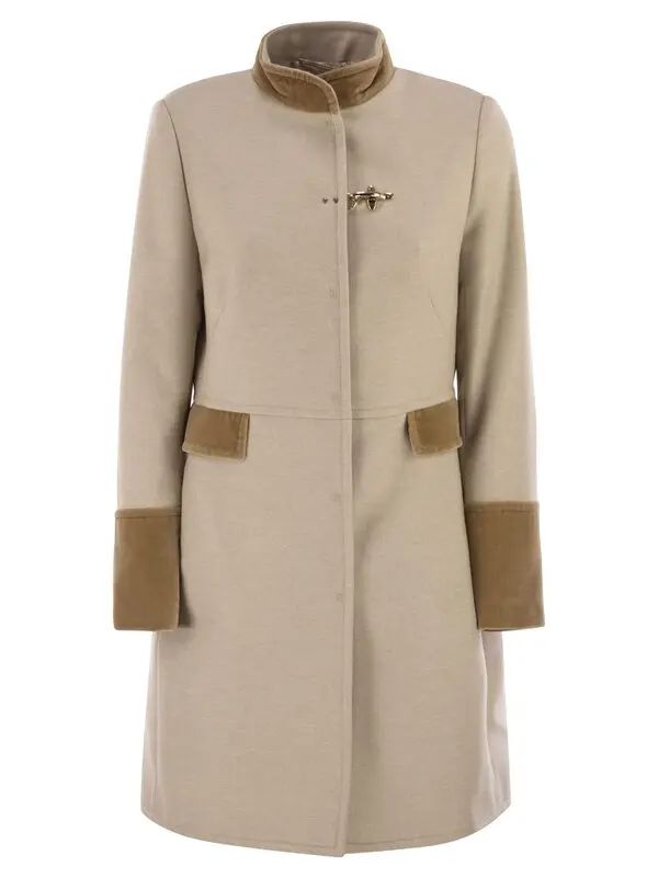 FAY Wool Cloth Coat - Cream
