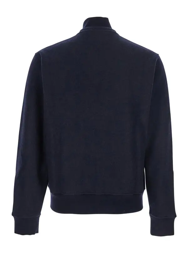 Givenchy Blue Jacket With High Neck And Logo Patch On The Front In Wool And Cashmere Blend