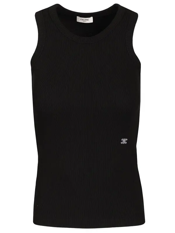 Celine Ribbed Silk And Cotton Tank Top