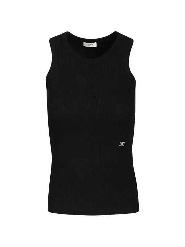 Celine Ribbed Silk And Cotton Tank Top