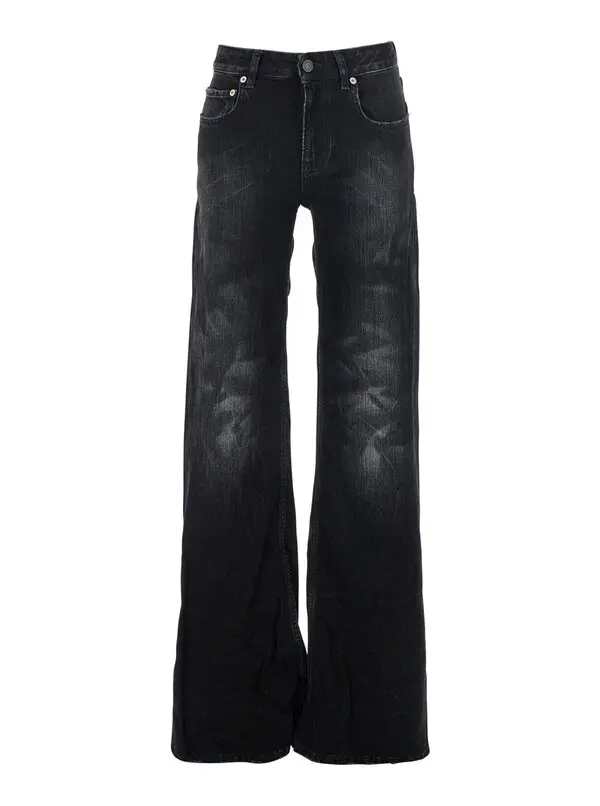 Balenciaga Black Jeans With Faded Effect And Wide Legi N Denim - Multicolor